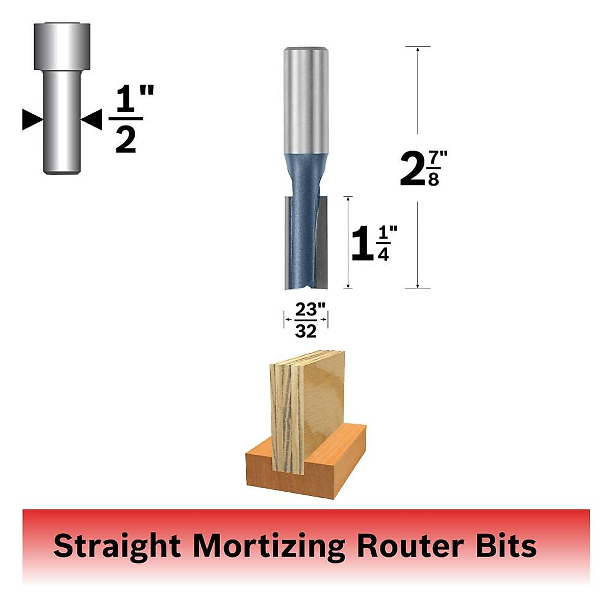 BOSCH 84603M 23/32 In. x 1-1/4 In. Carbide Tipped Plywood Mortising Bit