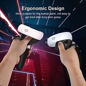 XFORTEN Controller Extension Grips Cover for Oculus Quest 2, Controller Protector with Adjustable Knuckle Straps, for Enhanced Comfort in VR Game Accessories and Beat Saber (Black)…