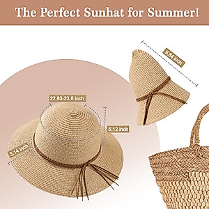 Sun Hats for Women, Wide Brim Beach Straw Hat for Women UPF 50+ UV Sun Protection Beach Hat Foldable Packable Roll up Cap