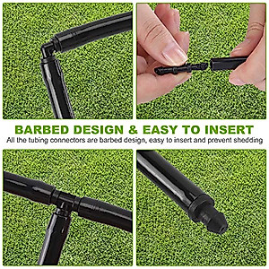 Irrigation Fittings Kit for 1/4" Tubing 140 Piece Set -50 Elbows, 50 Couplings,30 Tees, 10 End Plugs - Barbed Connectors for Drip or Sprinkler Systems…