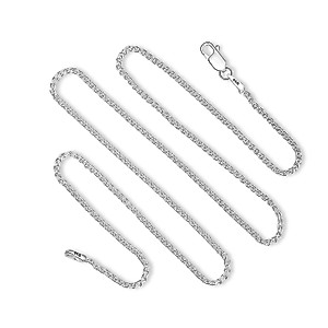 925 Sterling Silver Wheat Chain 1.5mm - Italian Spiga Sterling Silver Necklace Chain with Lobster Claw Clasp, Nickel Free 925 Silver Chain Necklace in lengths from 16-30 Inches