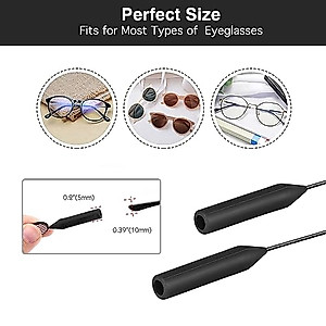 ATiC Glasses Strap, Adjustable Sunglasses Strap, Sports Eyeglass Holder Strap, No Tail Eyewear Retainer Glasses Lanyard for Men Women, Pack of 4, Black