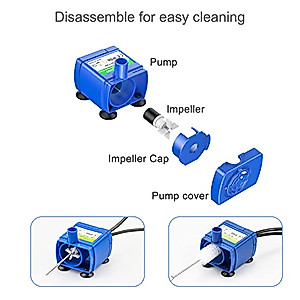 Cat Water Fountain Replacement Pump, Upgraded Cat Fountain Pump, Extremely Quiet, 6 ft Power Cable with USB Port