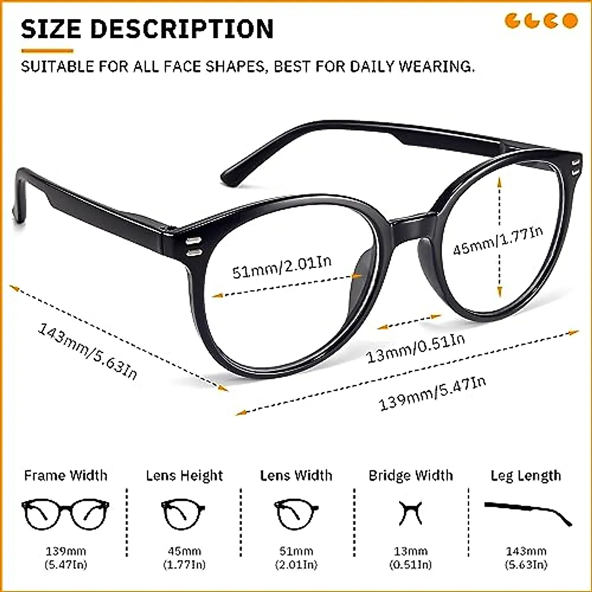 IBOANN Iconic Blue Light Glasses for Woman - Computer Glasses 99% Blue Light Blocking - Anti Eyestrain & UV Glare Protection