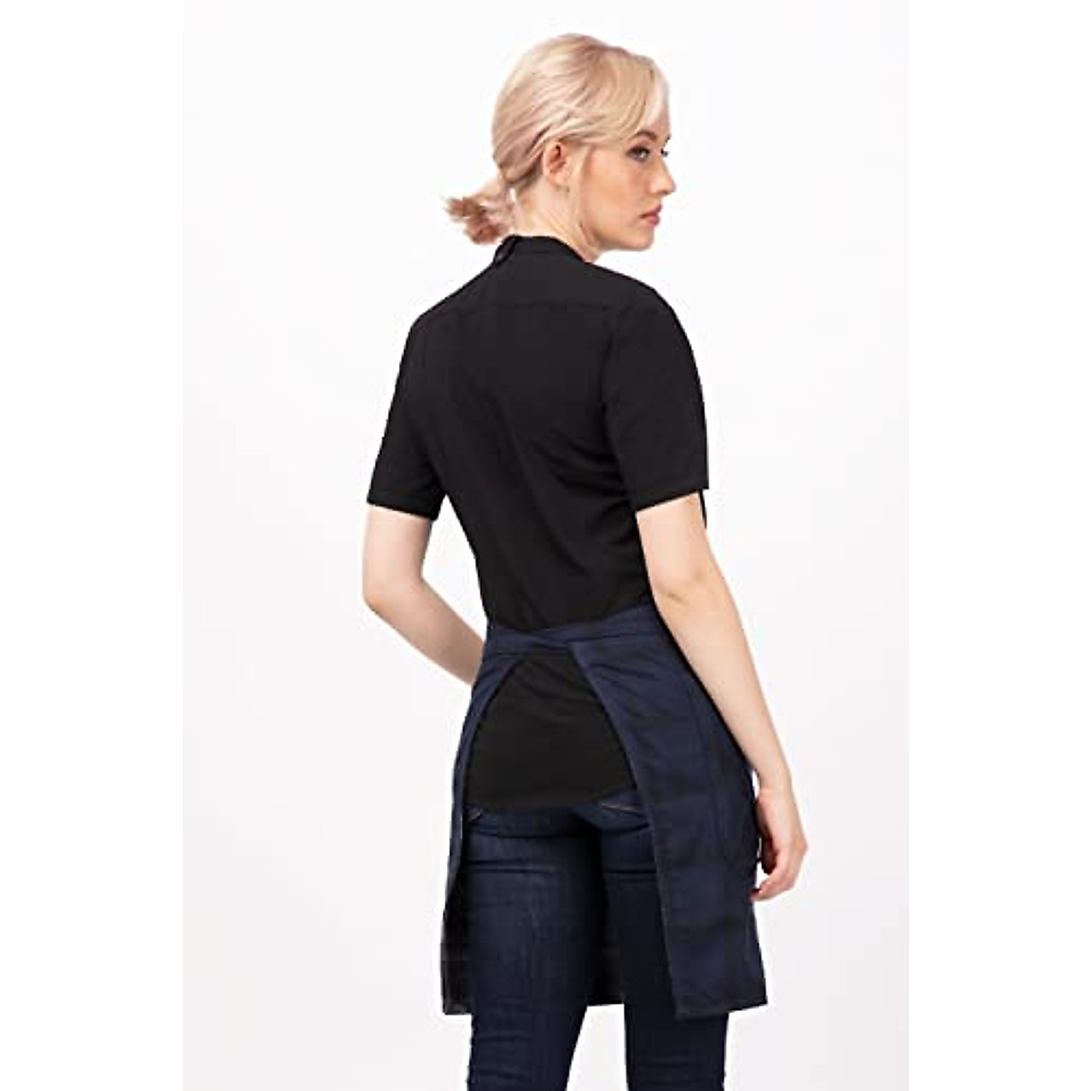 Chef Works Unisex Olympia Half Bistro Apron, Navy, One Size