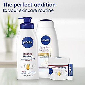 NIVEA Intense Healing Body Cream, Non-Greasy Daily Moisturizer for Dry Skin, Enriched with Provitamin B5, Moisturizes Up To 72 Hours, 13.5 Oz Jar