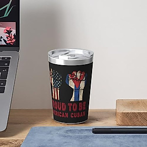 12oz Tumbler Proud To Be Cuban America Flag Stainless Steel Cup With Straw And Lid Spill Proof Bulk Double Wall Vacuum Reusable Water Tumblers For Cold Hot Drink