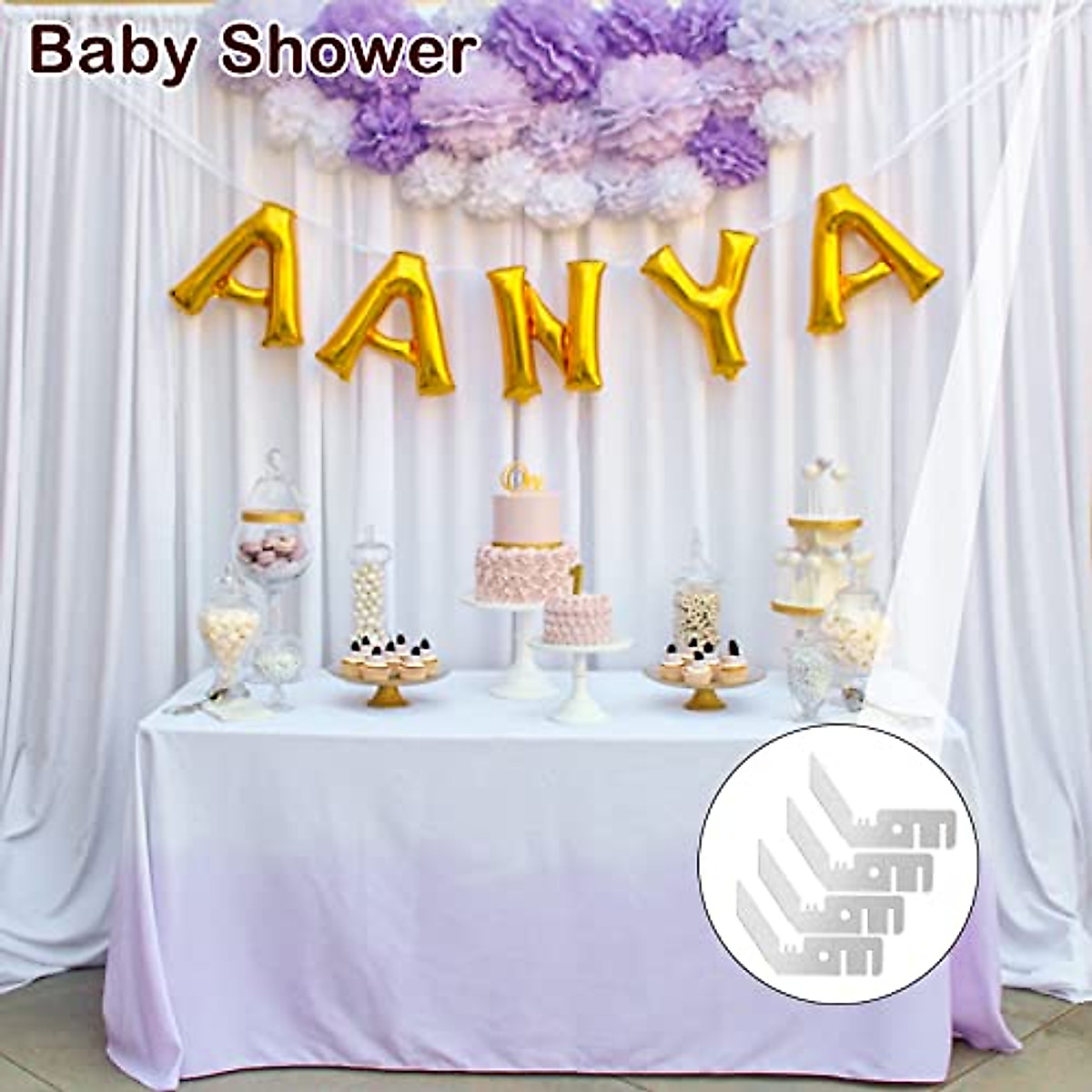 4 Pcs Double Crossbar Hanger, Pipe and Drape Backdrop Stand Kit Double Backdrop Stand, Pipe and Drape Accessories Crossbar Valance Hangers for Backdrop Wedding Decoration Party Convention Centers