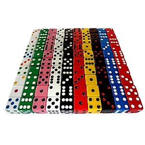 Hobby Monsters 100-Piece 16 mm Assorted Dice for Family Game Night and Teaching Math