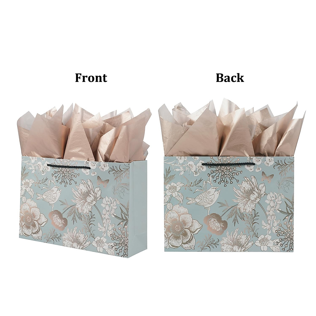 ysmile Preminum Gift Bag with Wrapping Tissue for Women Girl Large 14" Mother Day - Flower