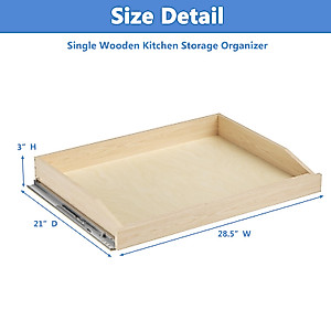 LOVMOR Single Pull Out Cabinet Organizer 28½”W x 21”D, Soft Close Slide Out Drawer Storage Shelves for Kitchen, Wood Cabinet Shelf Pull-Out Organizer Storage for Base Cabinets