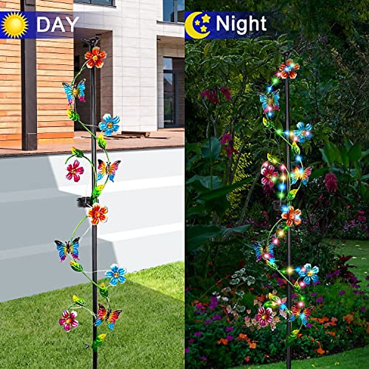 K KYMYCRAFT Solar Garden Lights Outdoor Decor, 2 Pack Garden Stake Light Waterproof Garden Lights with Stand for Garden, Patio Landscape, Yard, Pathway Decoration (Butterfly)