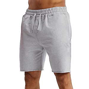 Ouber Men's 7'' Gym Workout Sweat Shorts Bodybuilding Running Training Jogging Shorts Grey,L