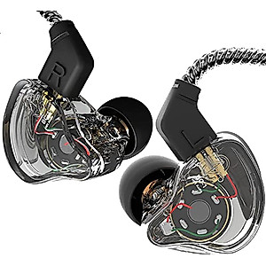 CCZ Melody in Ear Monitor, Dynamic Hybrid Dual Driver in Ear Earphones 1BA+1DD HiFi Wired Headphones Musicians IEM Upgrade Deep Bass Suitable for Bass Vocals Pop Folk ACG (No MIC, Transparent)