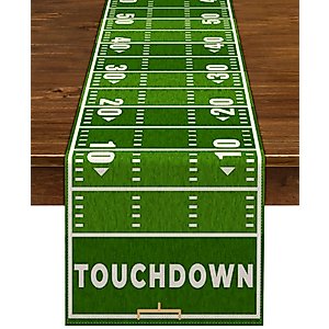 Nepnuser American Football Court Table Runner Touch Down Football Birthday Party Decoration Boy Sport Farmhouse Home Dining Room Kitchen Table Decor (13" x 72")