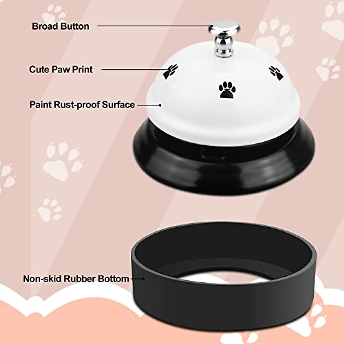 Comsmart Dog Potty Training Bells, 2PCS Metal Pet Door Bells with Non-Skid Rubber Base for Dog Cat Puppy Kitten Potty Training Game Call Bell, Service Bell for Offices Hotel School Bar Shop Restaurant