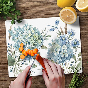 CounterArt Bohemian Blue 3mm Heat Tolerant Tempered Glass Cutting Board 10” x 8” Manufactured in the USA Dishwasher Safe