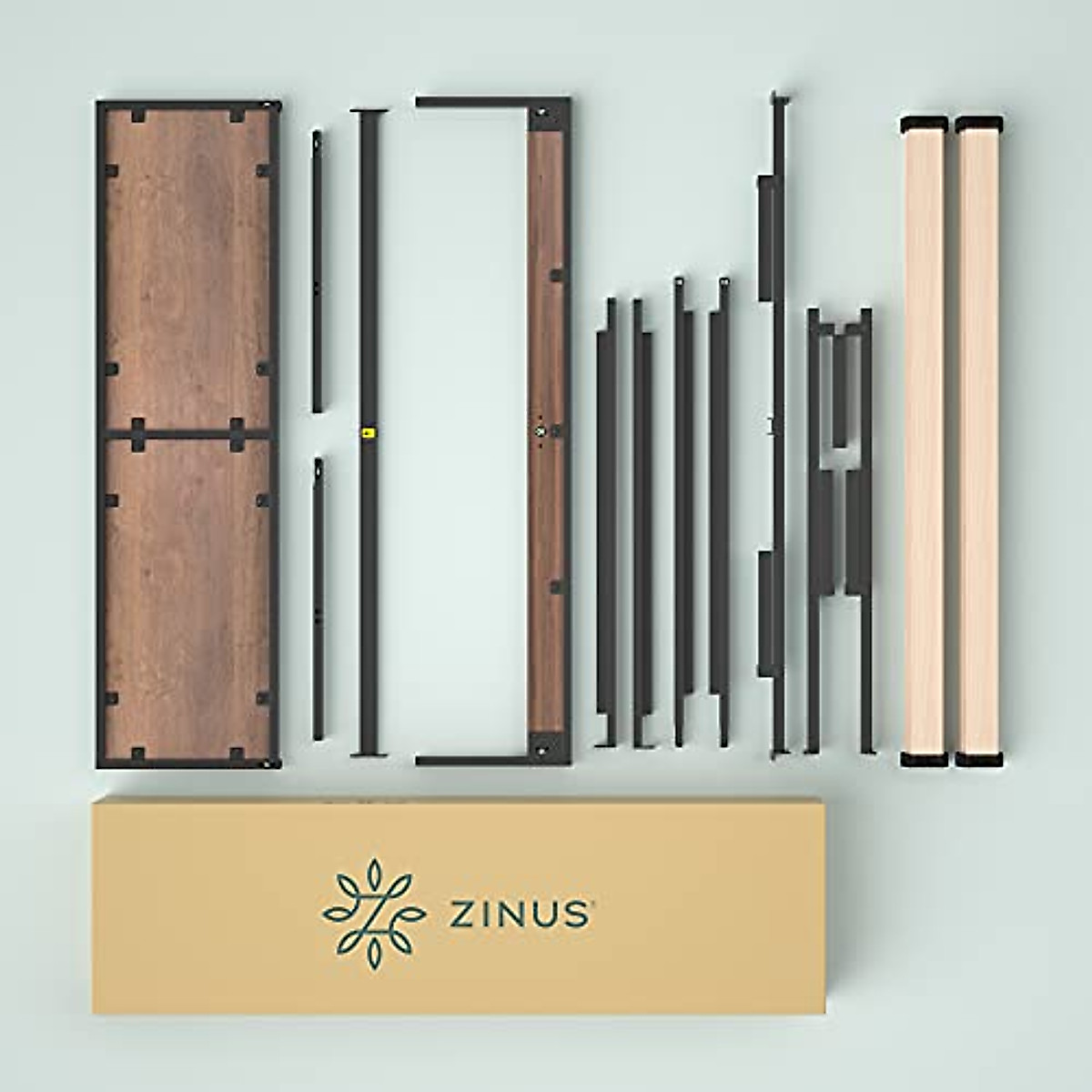 ZINUS Mory Metal Platform Bed Frame with Split Headboard / Wood Slat Support / No Box Spring Needed / Easy Assembly, Queen