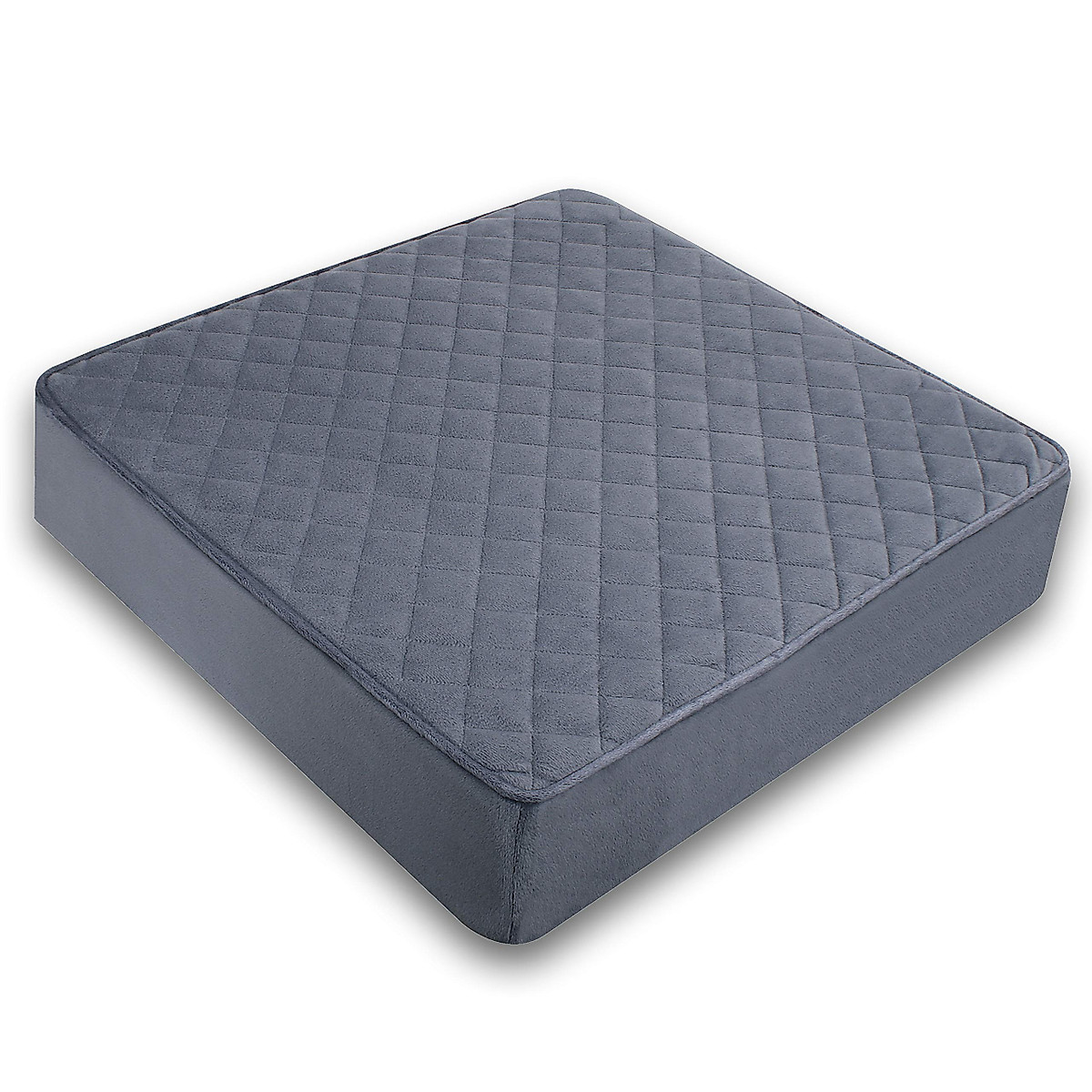 Large 20x20x5 Soft Memory Foam Chair Seat Cushion for Recliner, Couch, Armchair with Velvety Washable Cover, Non-Slip Base for Tailbone Pain & Pressure Relief - Floor Cushion - Gray