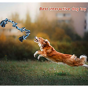 Bmag Dog Rope Toys for Aggressive Chewers, Heavy Duty Dog Toys for Medium Large Dogs, Tough Twisted Rope Toy with 5 Knots