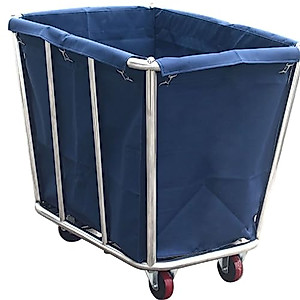 XIJIXILI Laundry Cart with Wheels Commercial 10 Bushel Heavy Duty Laundry Basket Trucks Cart, Oversized Stainless Steel Laundry Cart with Waterproof Oxford Cloth 260 LBS Weight for Hotels and Hospital