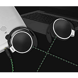 C-YOUNG Clip On Earphones，Over Ear Running Stereophone Headphones for Workout Exercise Gym Compatible for iPhone, Android Mobile Phone, with Microphone and Call Controller Stereo Earphones (Black)