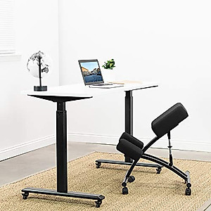 VIVO Kneeling Chair with Wheels, Adjustable Ergonomic Stool for Home and Office, Mobile Angled Posture Seat, Steel Frame & Black Cushions, CHAIR-K05B