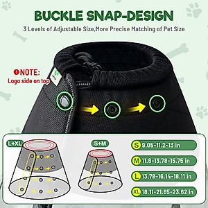 Dog Cone, 3 Levels Size Adjustable Button-Closure Design Comfy Dog Cones for Large Medium Small Dogs Cats, Pet Recovery Collar for After Surgery, Pet Cone Collar Anti-Bite Licking Plastic E-Collar