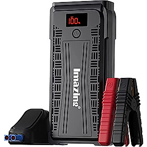 Imazing Portable Car Jump Starter - 2500A Peak 20000mAH (Up to 8L Gas or 8L Diesel Engine) 12V Auto Battery Booster Portable Power Pack with Jumper Cables, QC 3.0 and LED Light