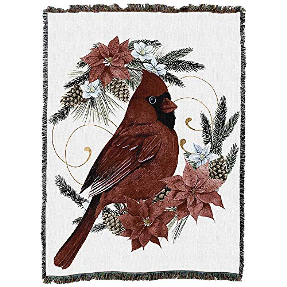Pure Country Weavers Christmas Cardinal Blanket by Grace Popp - Gift Tapestry Throw Woven from Cotton - Made in The USA (72x54)