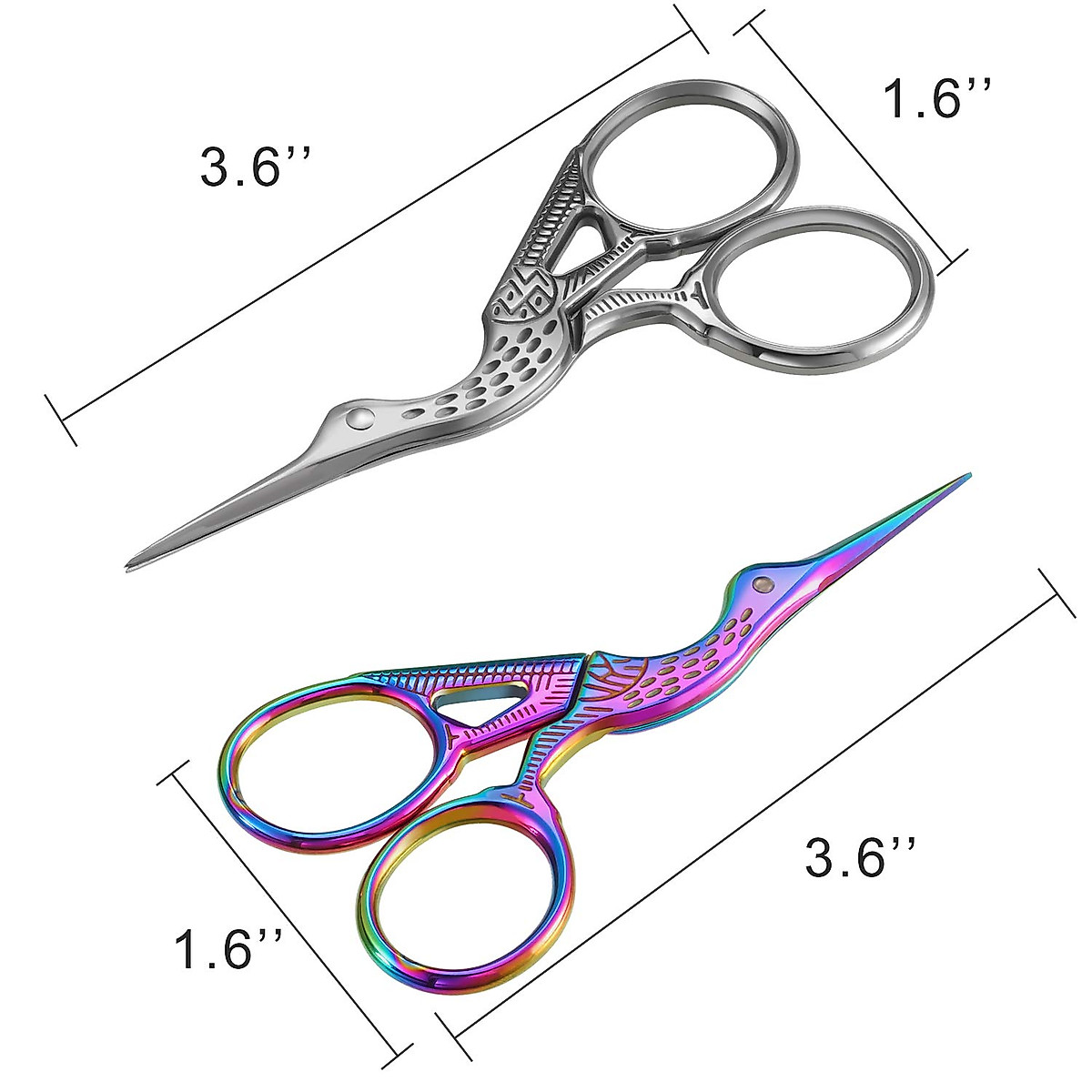 5 Pieces Stainless Steel Tip Classic Stork Scissors Crane Design 3.6 Inch Sewing Dressmaker Scissors for Embroidery, Craft, Needle Work, Art Work or Everyday Use (Style A)