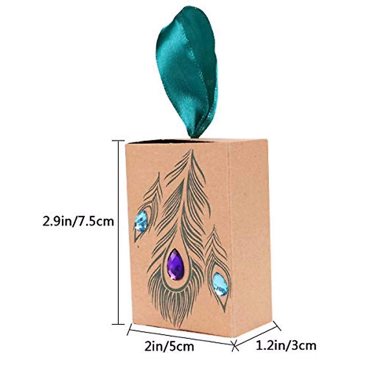 Faylapa Suitcase Candy Boxes, Party Favor Candy Box, Vintage Kraft Paper Gift Bag for Travel Theme Party,Wedding,Birthday,Bridal Shower (Peacock Feather 50pcs)