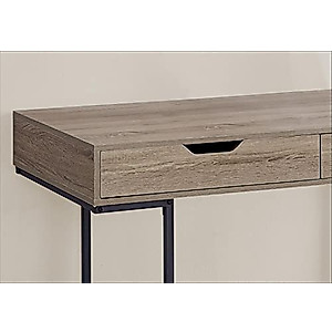 Monarch Specialties 7555 Computer Desk, Home Office, Laptop, Storage Drawers, 48" L, Work, Metal, Laminate, Brown, Contemporary, Modern Desk-48, 47.25"L x 23.75"W x 30"H, Dark Taupe Wood-Look/Black
