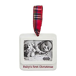Mud Pie First Christmas Handprint Ornament White 4 1/4" x 4 1/4"