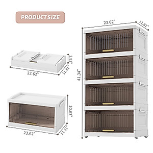 Dimmeda Storage Bins with Lids, 55 Quart Collapsible Storage Bins With Lids, 4 Packs Plastic Storage Bins with Lids, Large Closet Organizers and Storage, Stackable Storage Bins for Clothes