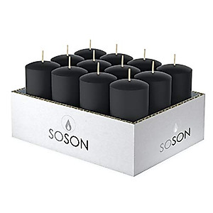 Simply Soson Black Votive Candles - 24 Unscented Votive Candles Bulk | Votivo Candles | Wedding Candles | Small Candles in Bulk Candles Pack | Candle Votives | Votive Candles Pack | Votives Candles
