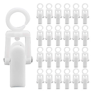 INCREWAY Laundry Hooks Clip, 40pcs 1.9" White Durable Plastic Curtain Hooks Swivel Hanging Hooks for Hanging Towel Clothes Photos(White)