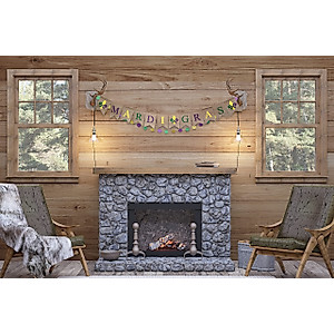 Mardi Gras Garland Burlap Banner - Fleur de Lis Mardi Gras Decorations - Mardi Gras Glitter Circle Dot Garland - Mardi Gras Party Decorations - Ready to Hang Mardi Gras Decor by Jolly Jon