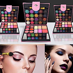 All in One Makeup Kit,Beauty Book Makeup Set With Eyeshadow Palette Lip Glosses Blushers Powder Concealer Mirror Brush,Professional Makeup Kit Set Gift for Women Girls,Beginners,Teens,32 Colors(Pink)