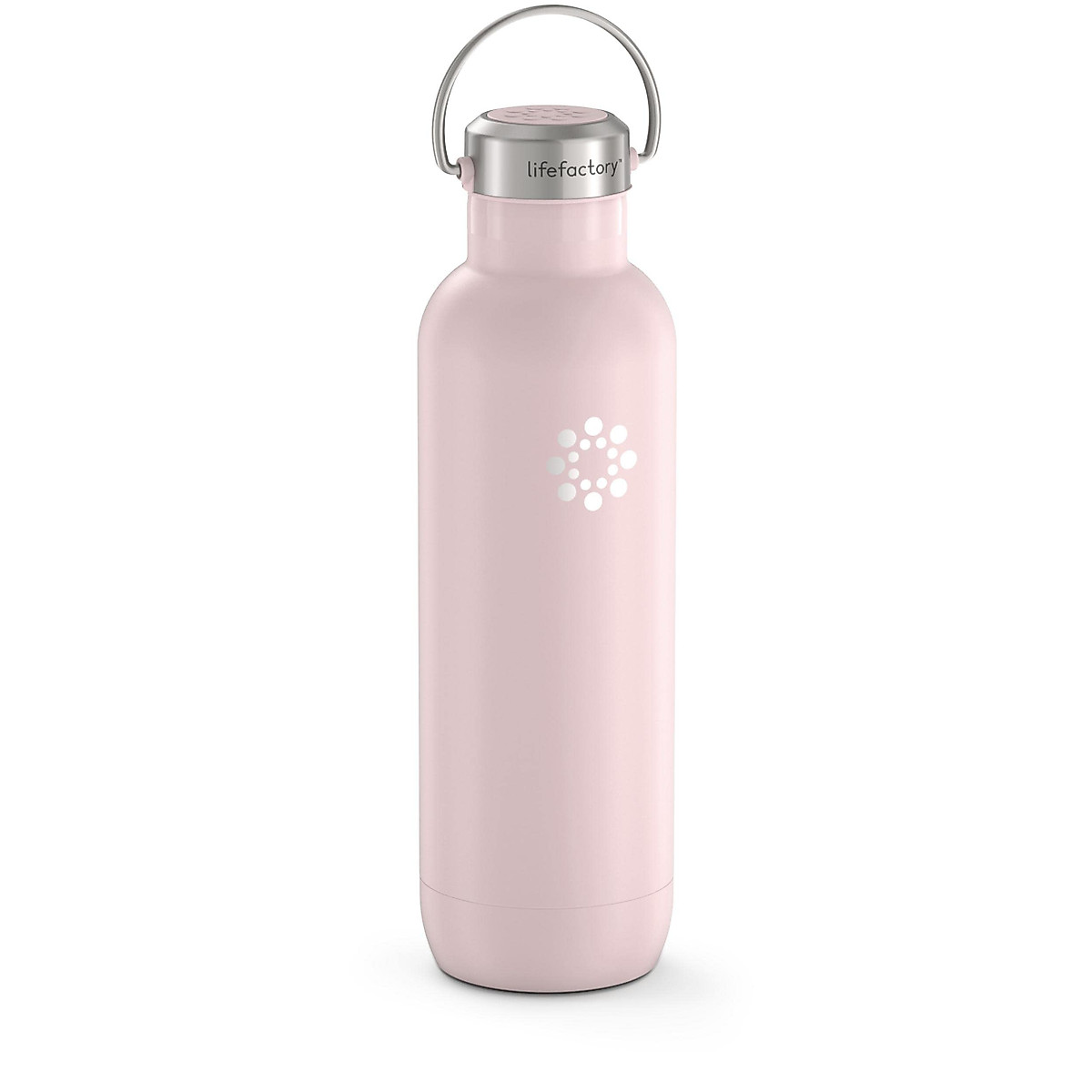 LIfeFactory Stainless Steel Vacuum-Insulated Sport Bottle, 24 Ounce, Desert Rose