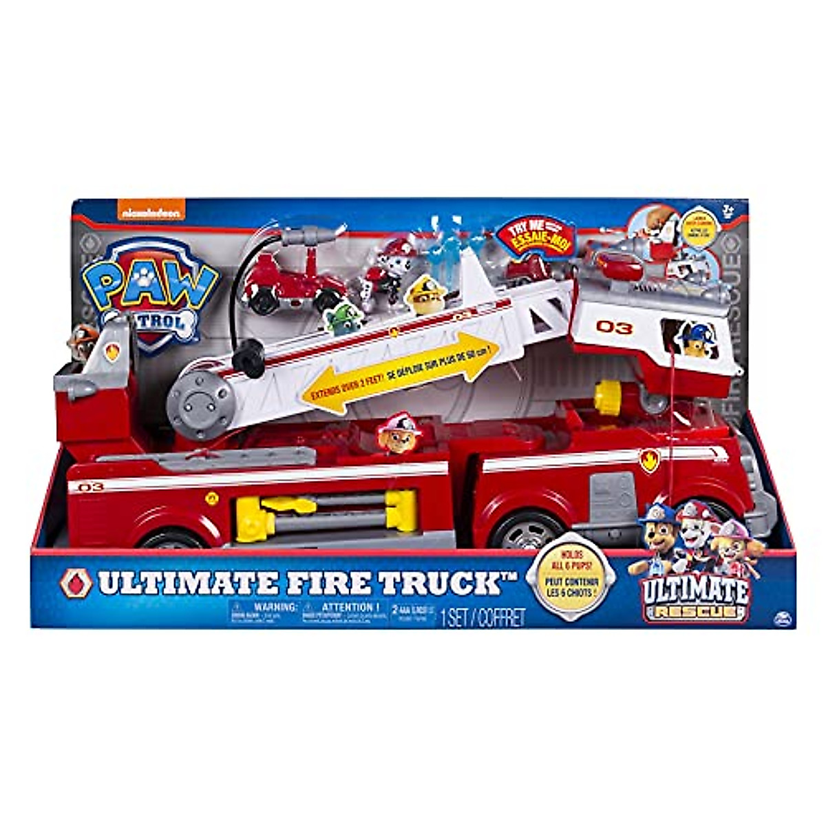 PAW Patrol Ultimate Rescue Fire Truck with Extendable 2 ft. Tall Ladder, for Ages 3 and Up