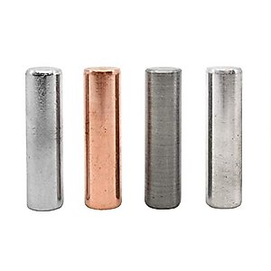 4pc Metal Cylinder Set - Aluminum, Zinc, Copper & Steel - 1.5" x 0.4" - for Density Investigation, Specific Gravity & Specific Heat Experiments - Eisco Labs