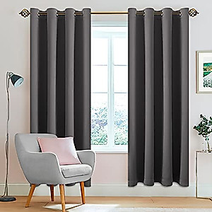 LUSHLEAF Blackout Curtains for Bedroom, Solid Thermal Insulated with Grommet Noise Reduction Window Drapes, Room Darkening Curtains for Living Room, 2 Panels, 52 x 84 inch Grey