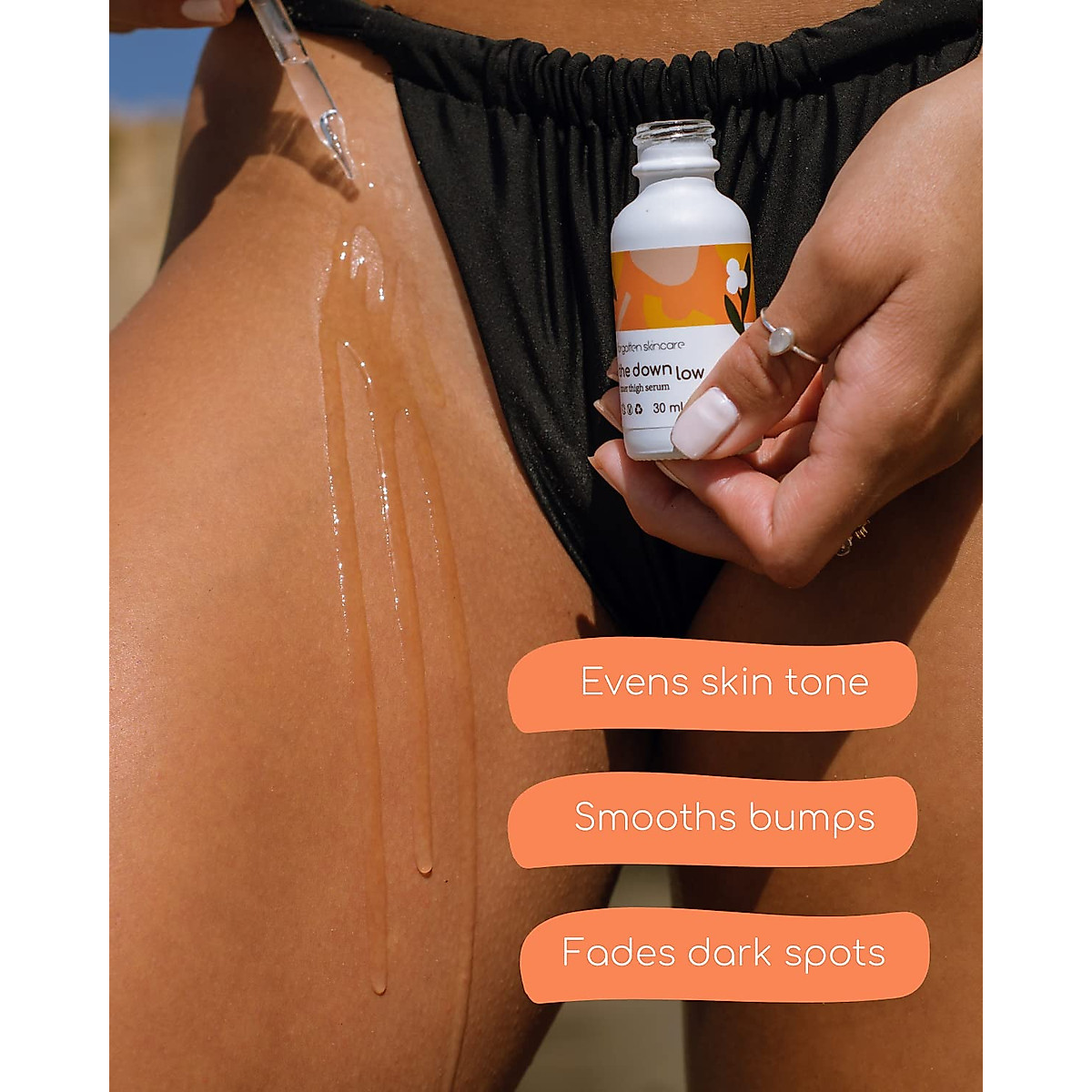 Forgotten Skincare The Down Low Inner Thigh Serum for Razor Burn, Ingrown Hairs & Dark Spots On Bikini Area