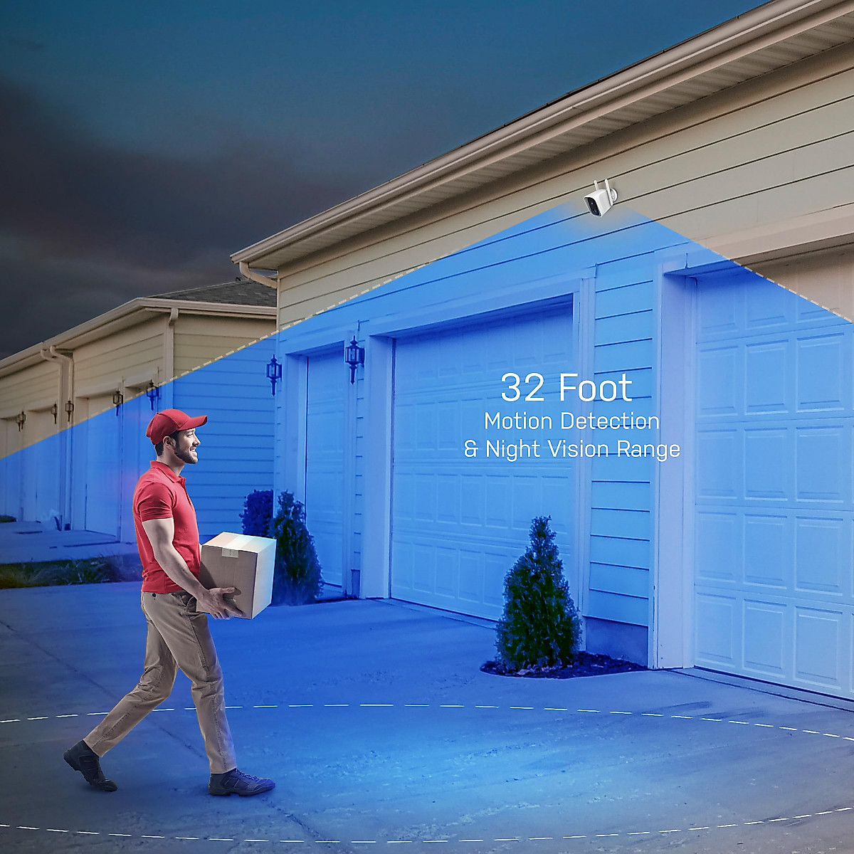 Feit Electric CAM/WM/WiFi/BAT 1080p HD Outdoor Battery Powered WiFi Smart Home Security Camera with Night Vision, 2-Way Audio, White