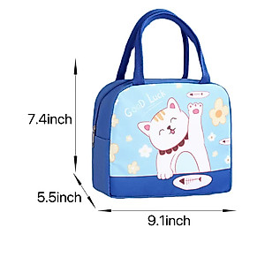 MININAI Cute Aesthetic Lunch Bag Kawaii Cartoon Lunch Box Insulated Lunch Bag Reusable Tote Bag for Work Picnic Travel (Purple,One Size)
