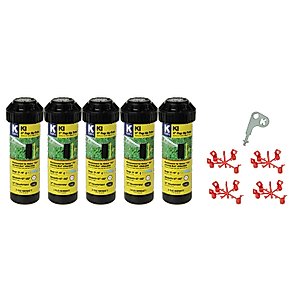 K Rain K1 1/2" Smart Set Rotor 4" Pop-Up| 15' - 30' Spray Distance, 40° - 360° Arc Spray Pattern | Includes Install Kit (5 Pack)