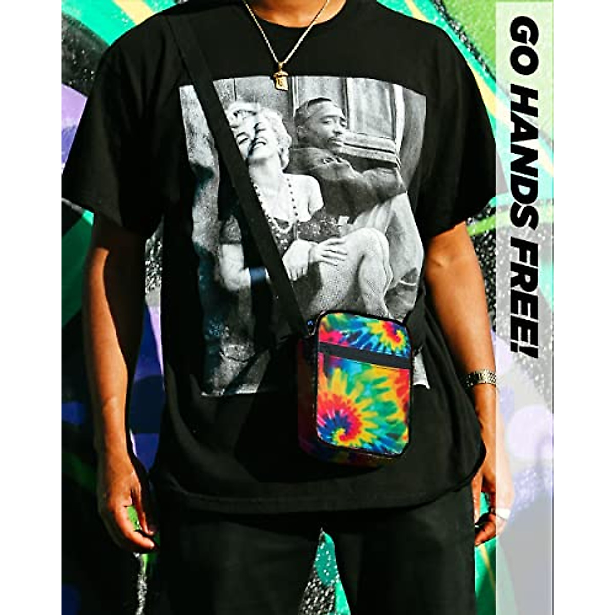 FYDELITY Small Crossbody Bag Men Women Sling Bag Festival Crossbody Bag for Men Women Sling Side Shoulder Bag 80s Crossbody Bag Festival Bag Tie Dye Crossbody Purse Crossbody Bag Tie Dye Crossbody Bag