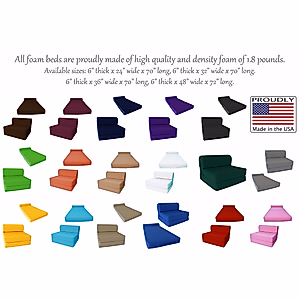 D&D Futon Furniture Sleeper Chair Folding Bed, Studio Sofa Guest Folded Mattress, High Density Foam (70 x 24 x 6, Navy Blue)