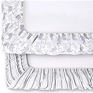 The Peanutshell Baby Changing Pad Covers for Boys or Girls | Grey & White 2 Pack Set | Elephant & Stripes